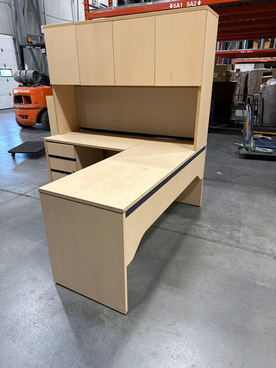 L-Shape Desk w/Hutch and BBF Ped – Premiere Office Furniture