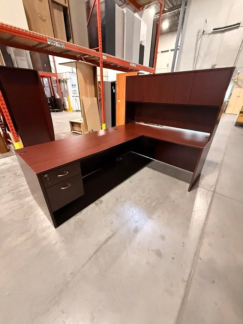 RH L-Shape Desk w/Hutch, BF Ped – Premiere Office Furniture